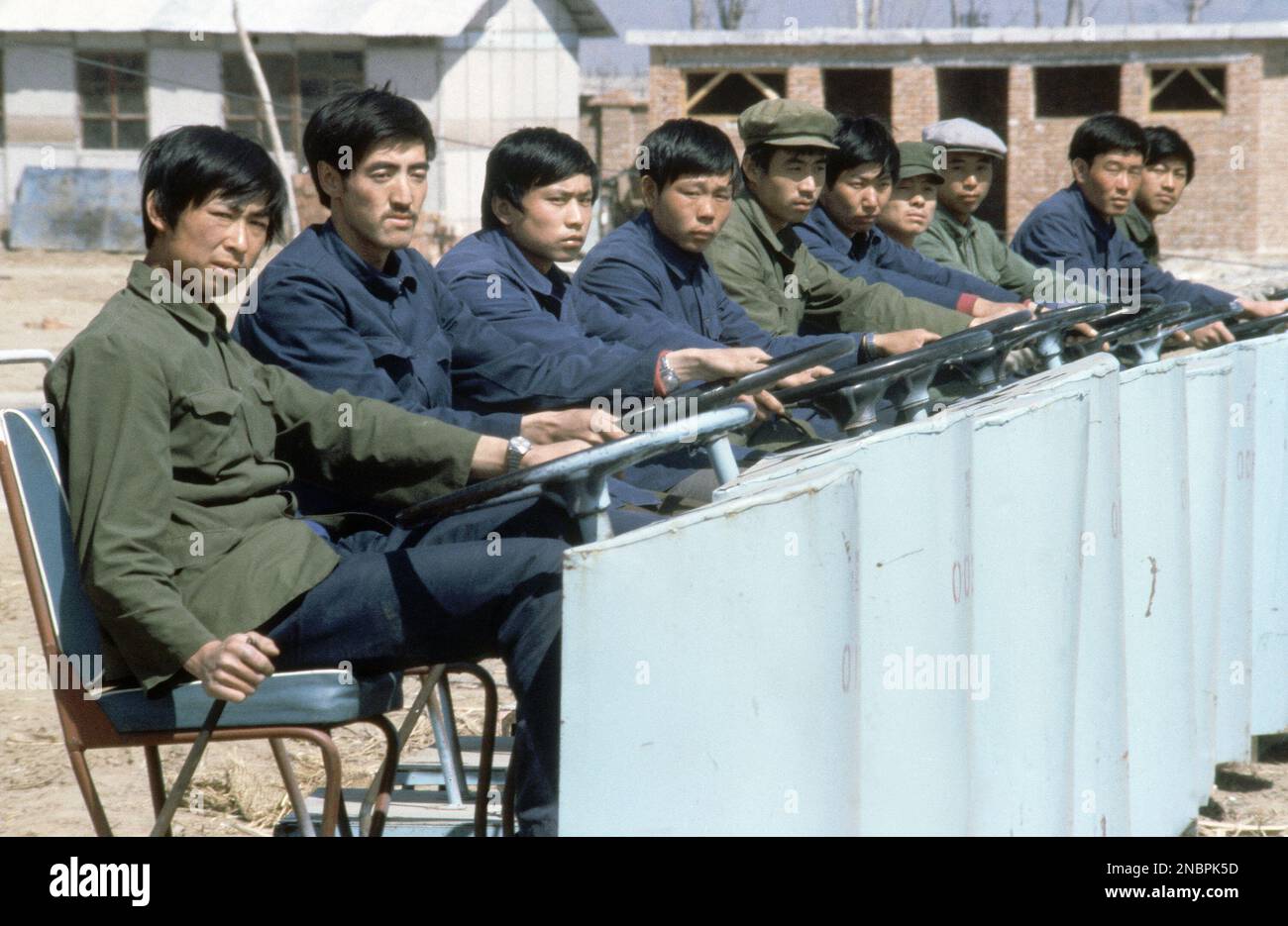 Chinese student drivers learn the use of wheel, gas, brake and clutch ...