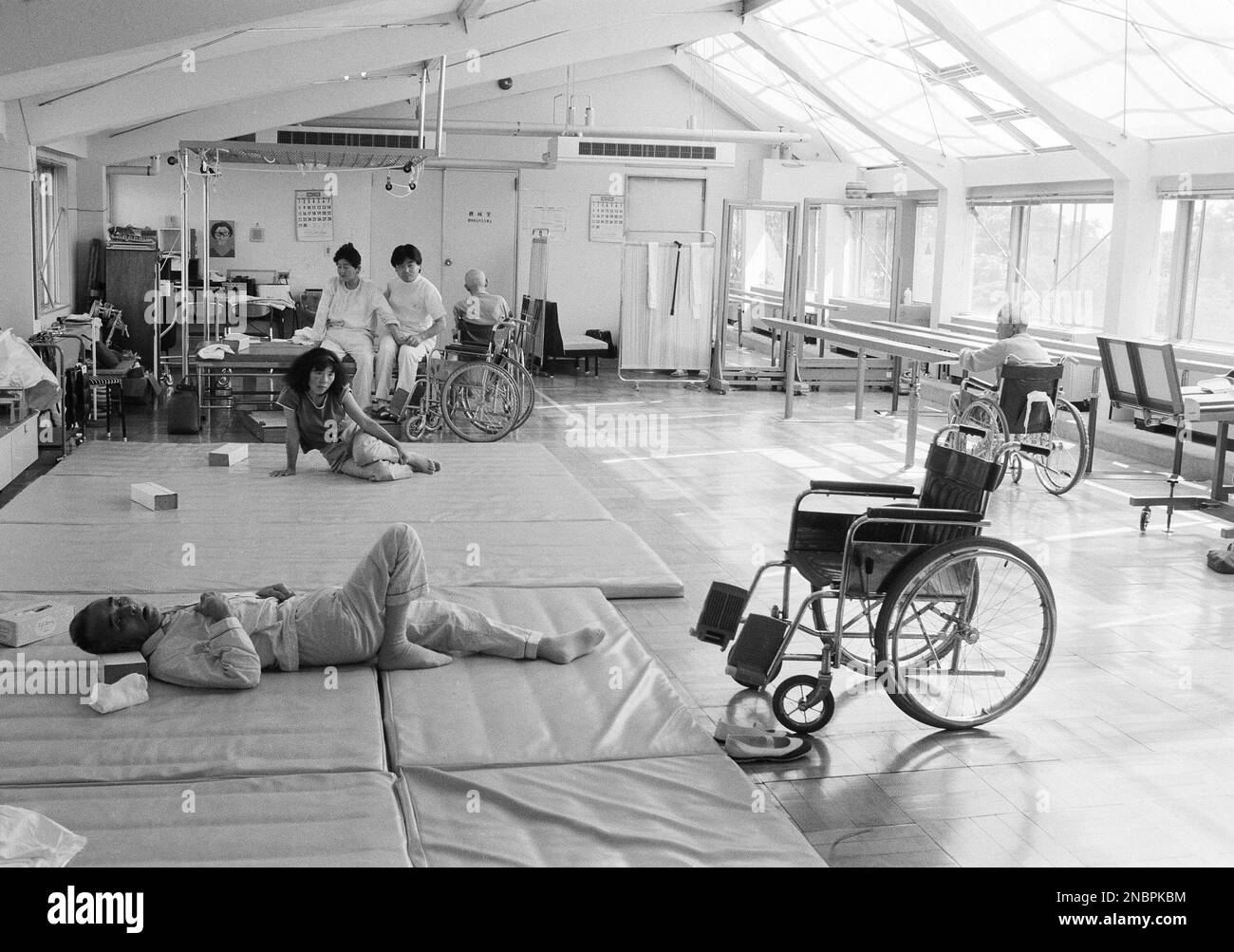The rehabilitation room at the Asai Mental Hospital, Oami, Japan, is ...