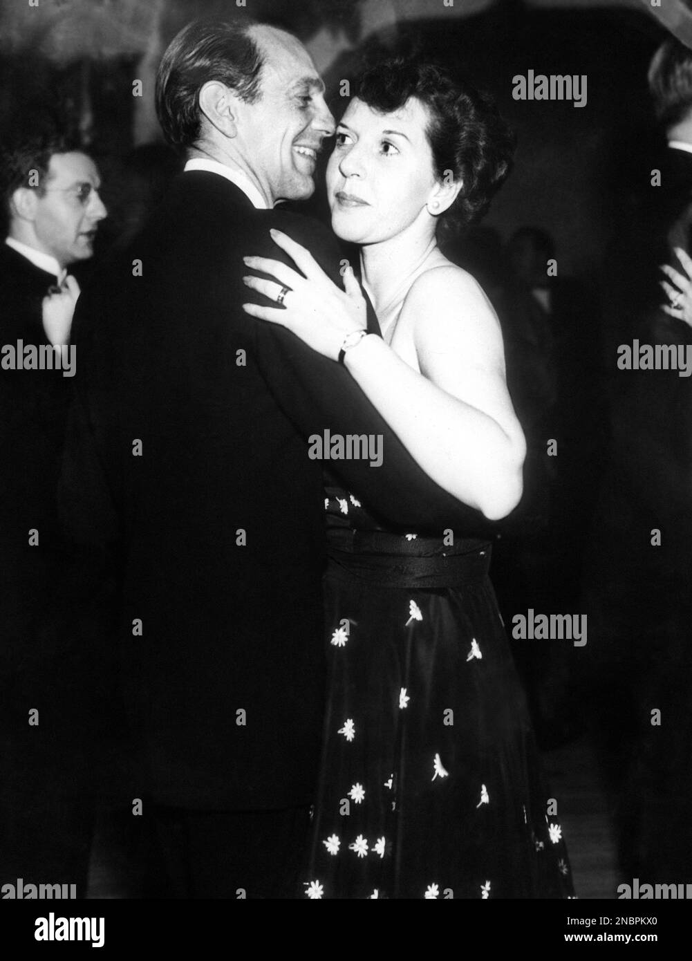 American film actor Raymond Massey dancing with socialite Mrs. Dorothy ...