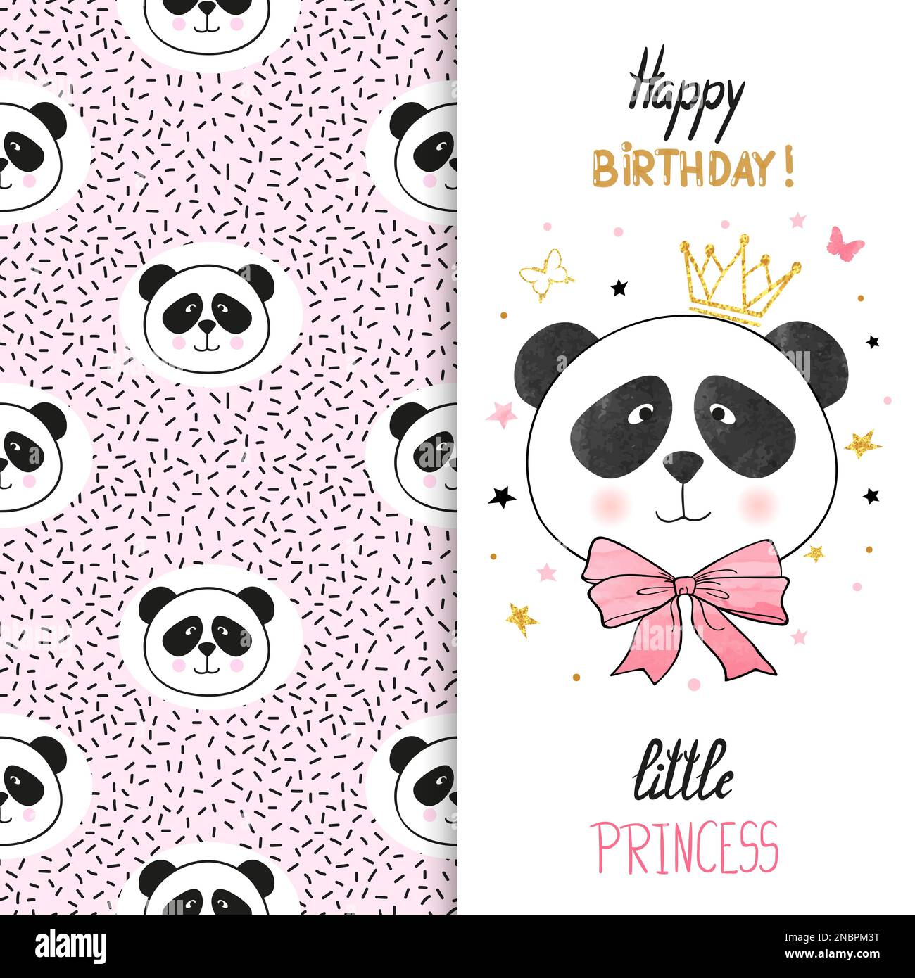 Birthday greeting card design for little girl. Vector illustration of ...