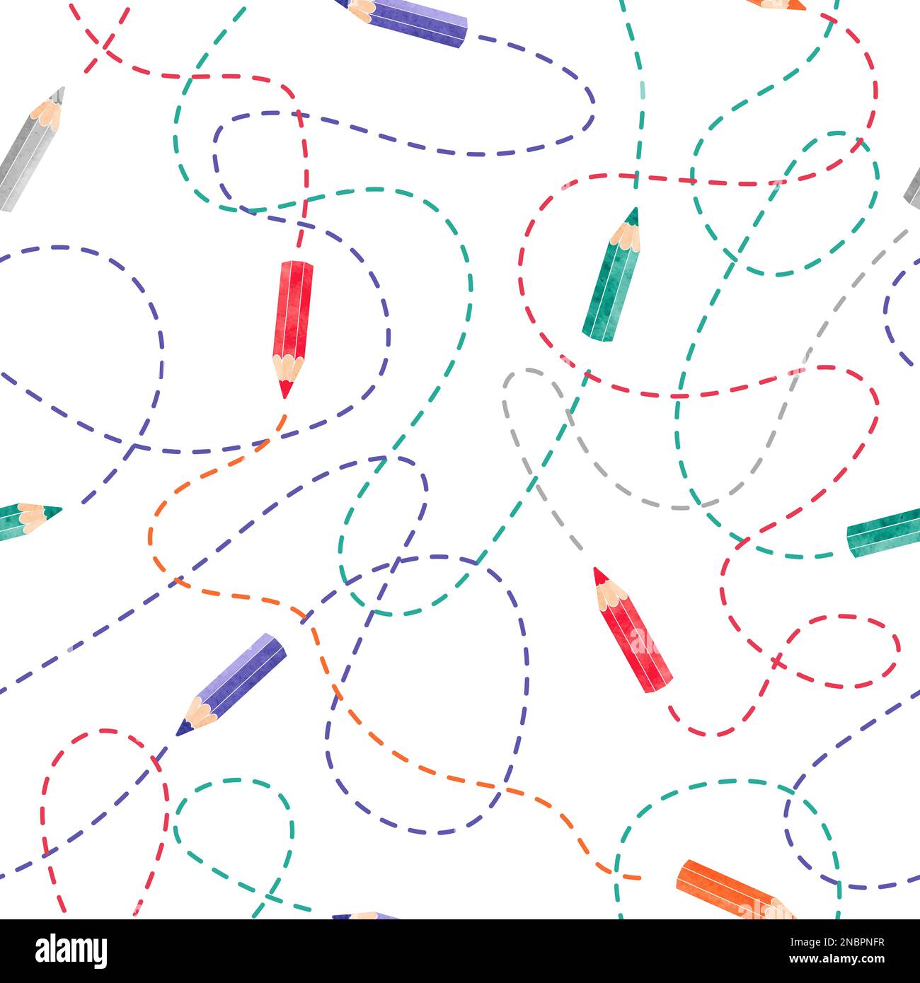 Seamless pattern with colorful watercolor pencils. Vector creative ...