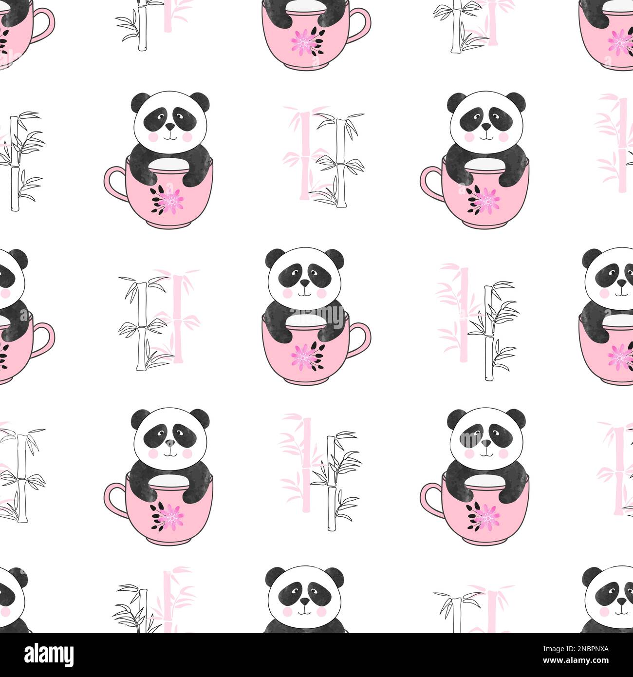 Seamless cute panda bears pattern. Vector background for kids design Stock Vector Image & Art ...