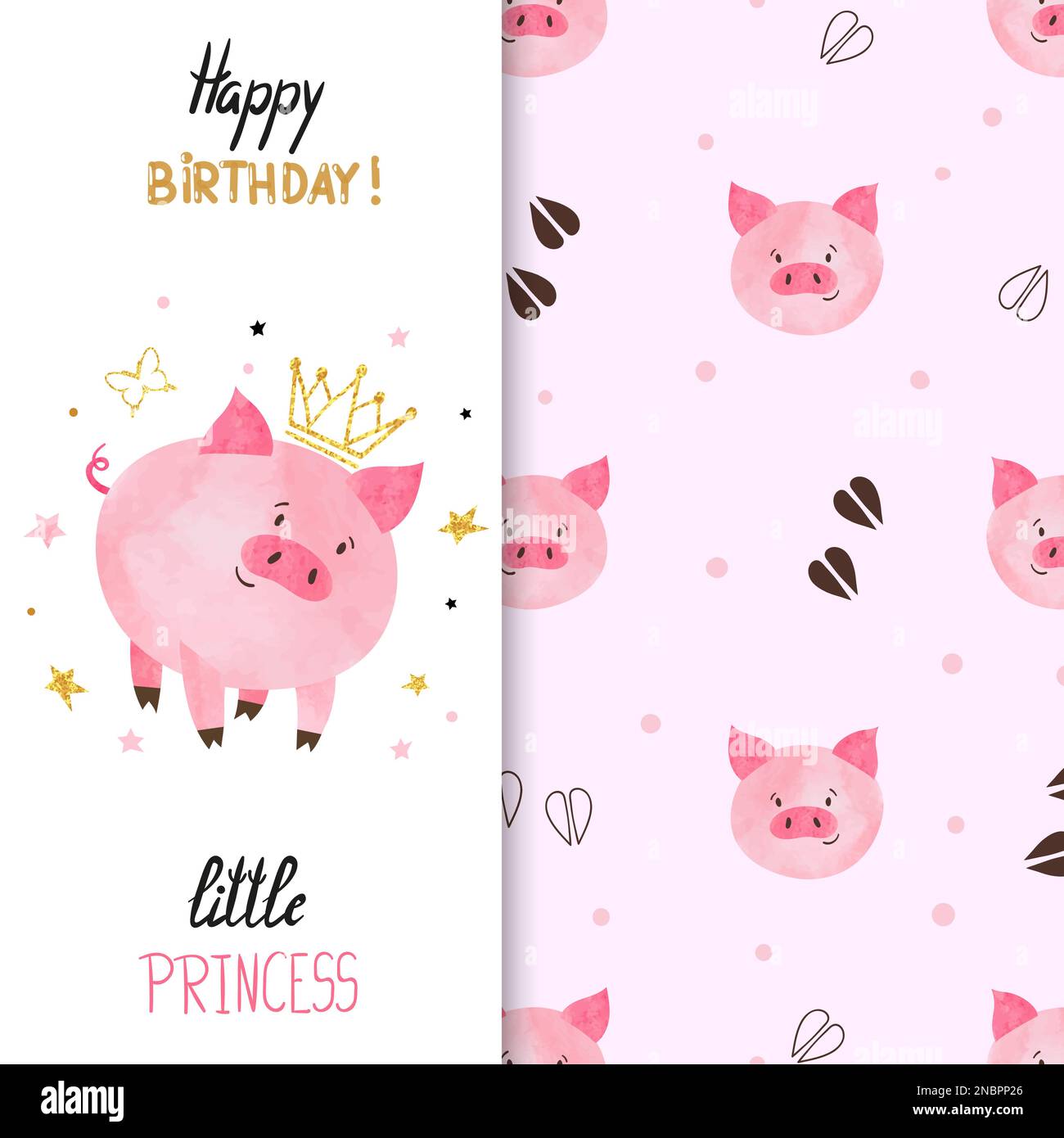 Birthday greeting card design for little girl. Vector illustration of ...