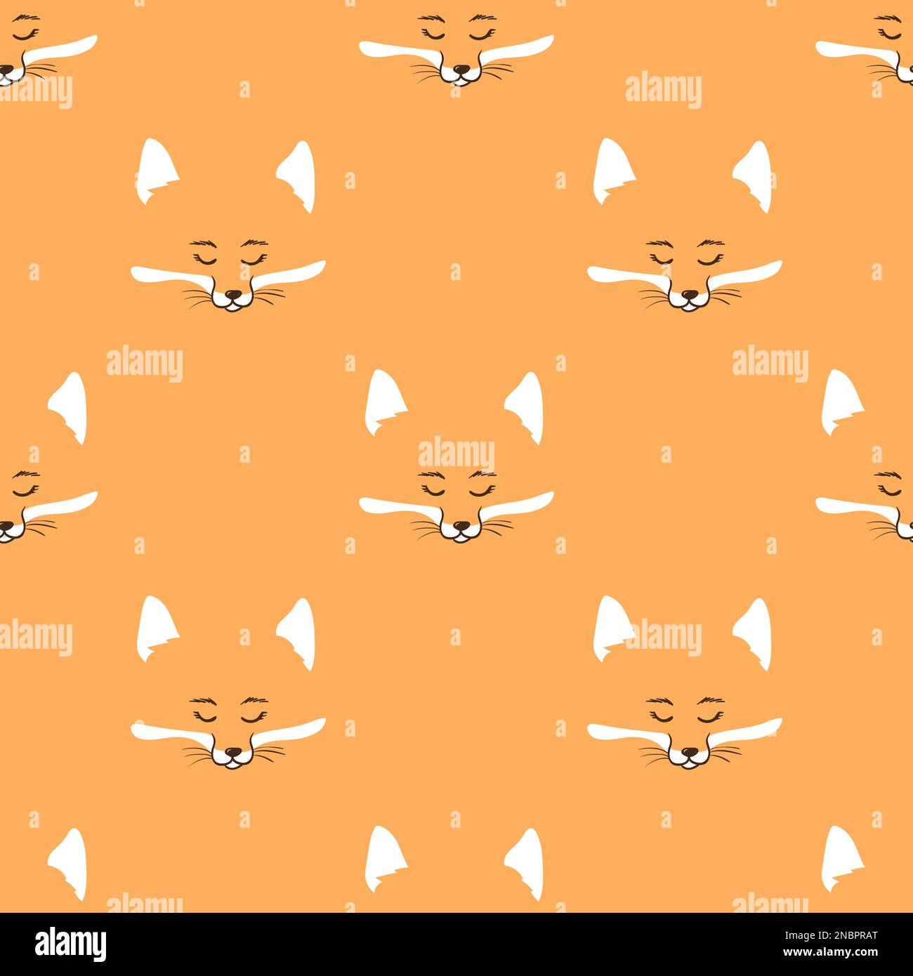Cute foxes seamless pattern. Vector background with fox heads Stock ...