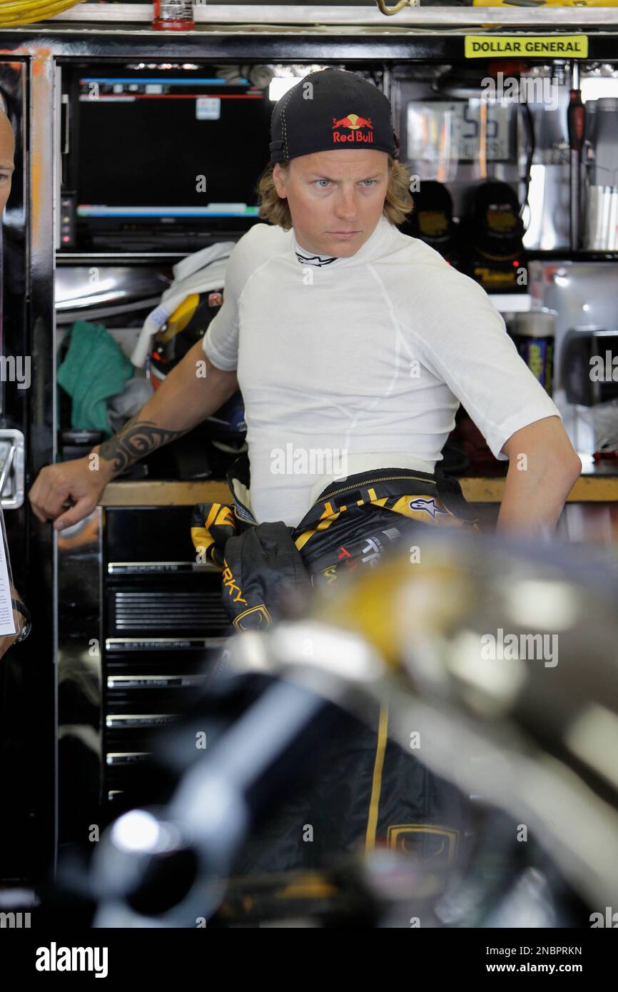 Kimi Raikkonen, of Finland, looks on during practice for Sunday's ...