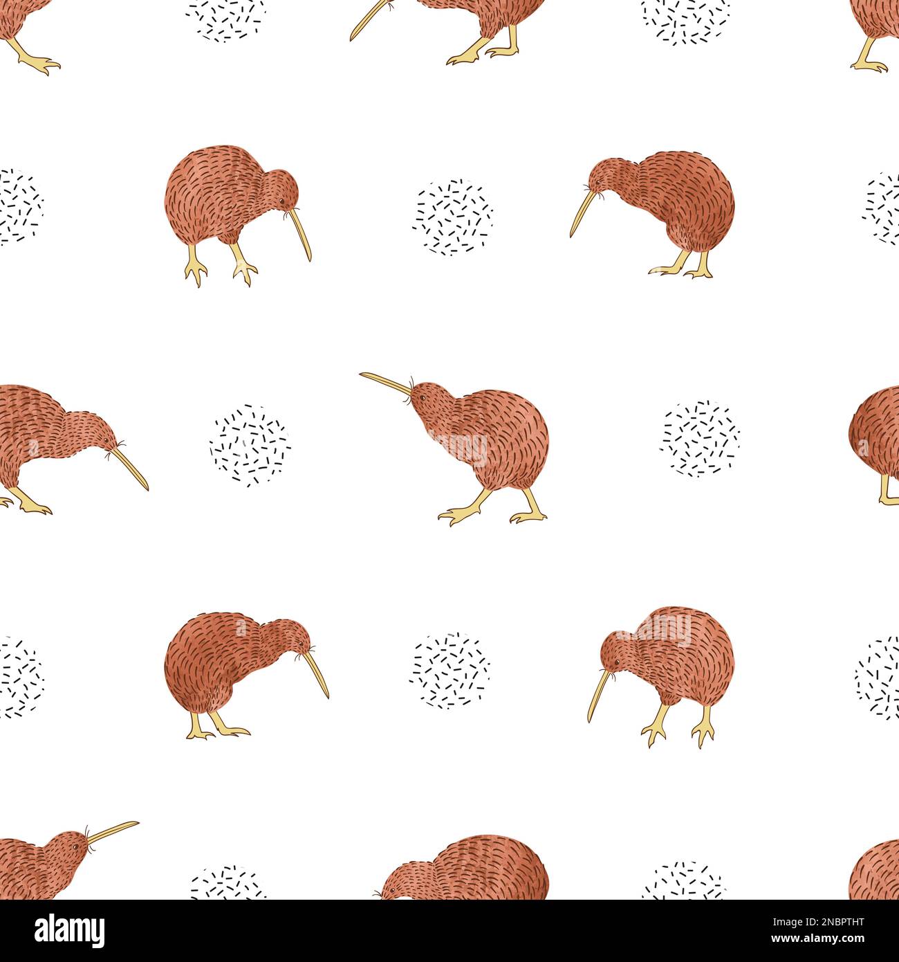 Seamless watercolor kiwi bird pattern. Vector illustration Stock Vector ...