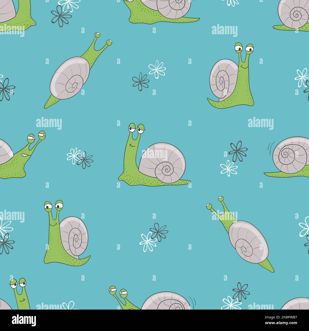 Seamless vector pattern with cute cartoon snails. Vector background for kids design Stock Vector ...
