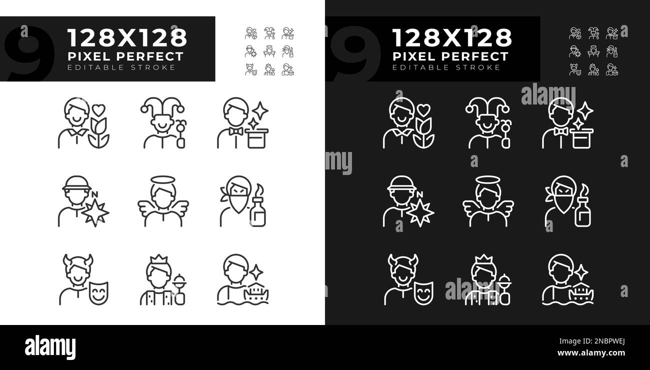 Personalities pixel perfect linear icons set for dark, light mode Stock Vector Image & Art - Alamy