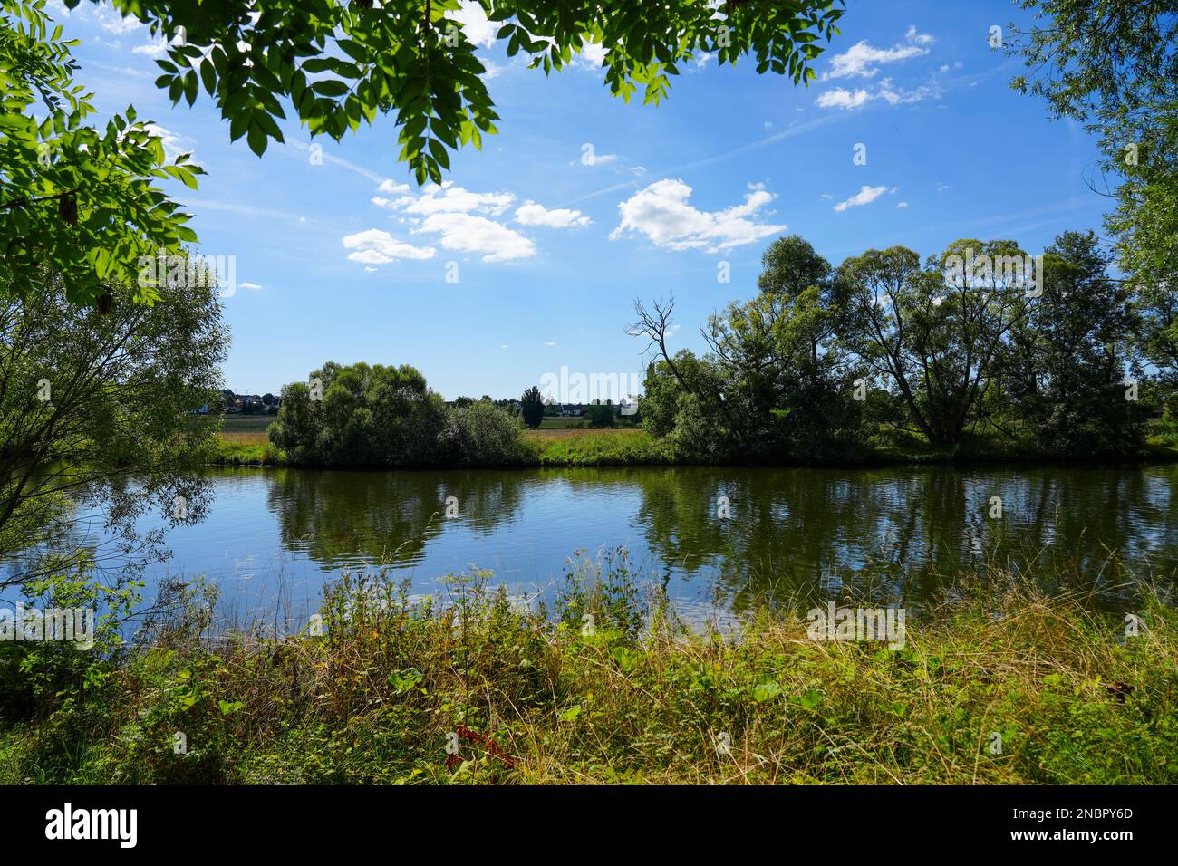 Landscape at the Fulda. Nature by the river Stock Photo - Alamy