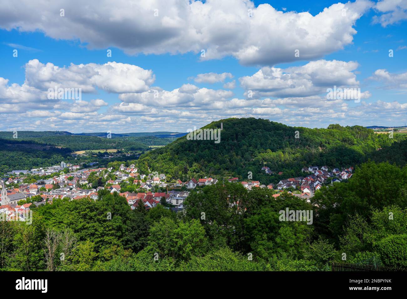 Landscape near Marsberg. View of nature with hills and forests Stock ...