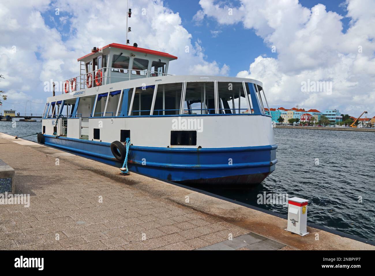 Ferry boat used to cross St Anna Bay when Queen Emma bridge is open ...