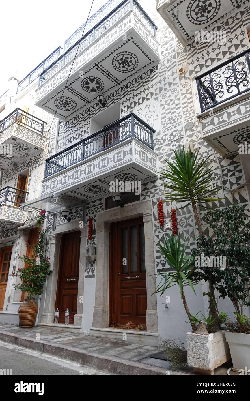 House in Pyrgi, the painted village, in Chios. Pyrgi is famous as a ...