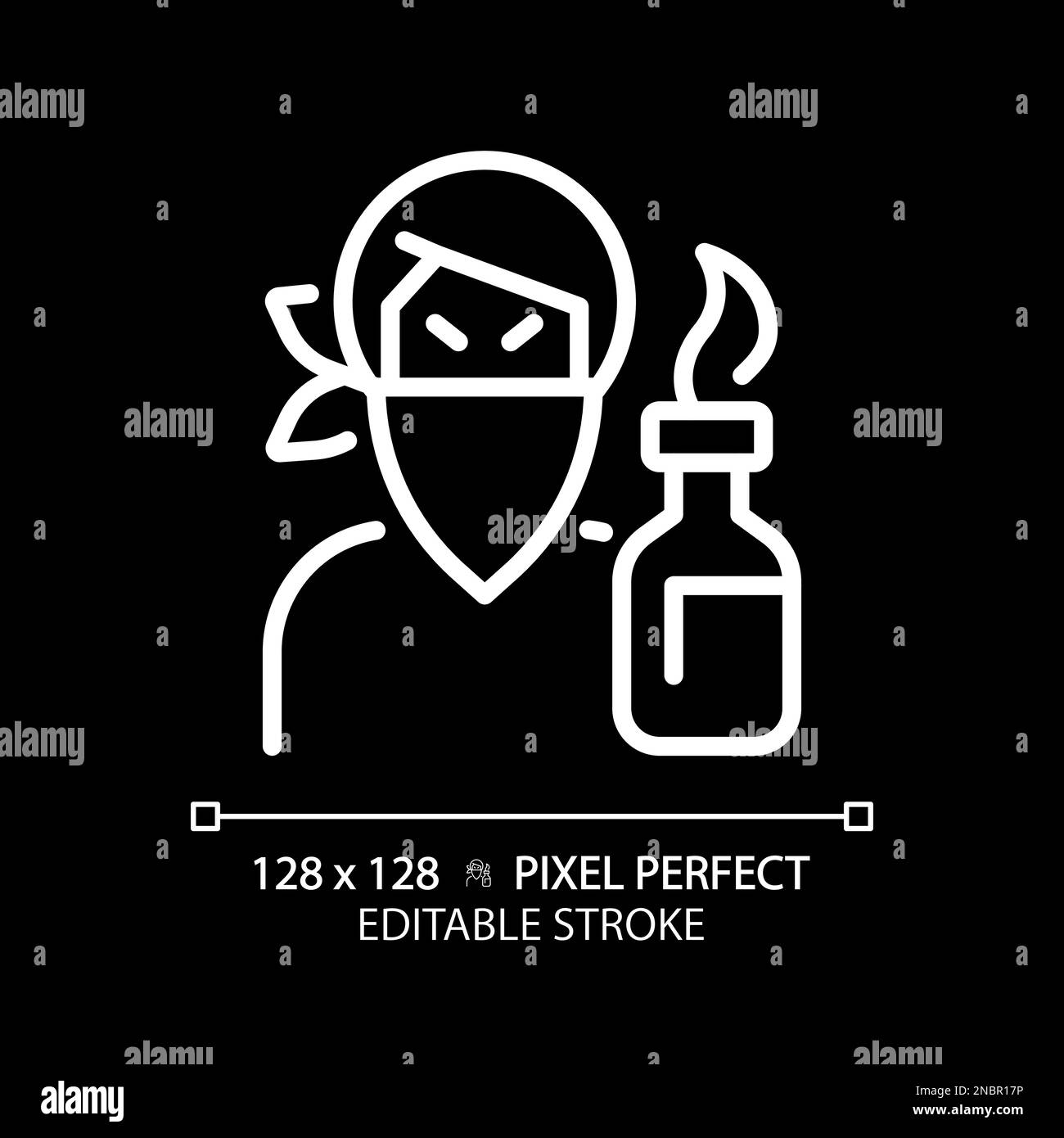 Rebel pixel perfect white linear icon for dark theme Stock Vector Image ...