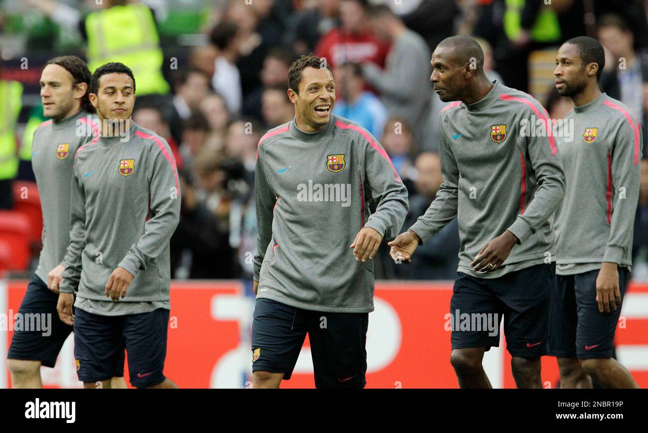Barcelona teammates during their training sessions ahead of Saturday's ...