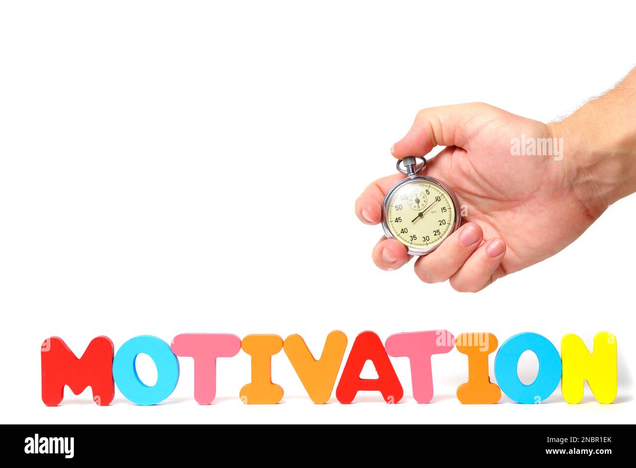 Word motivation and stopwatch in your hand white background Stock Photo ...