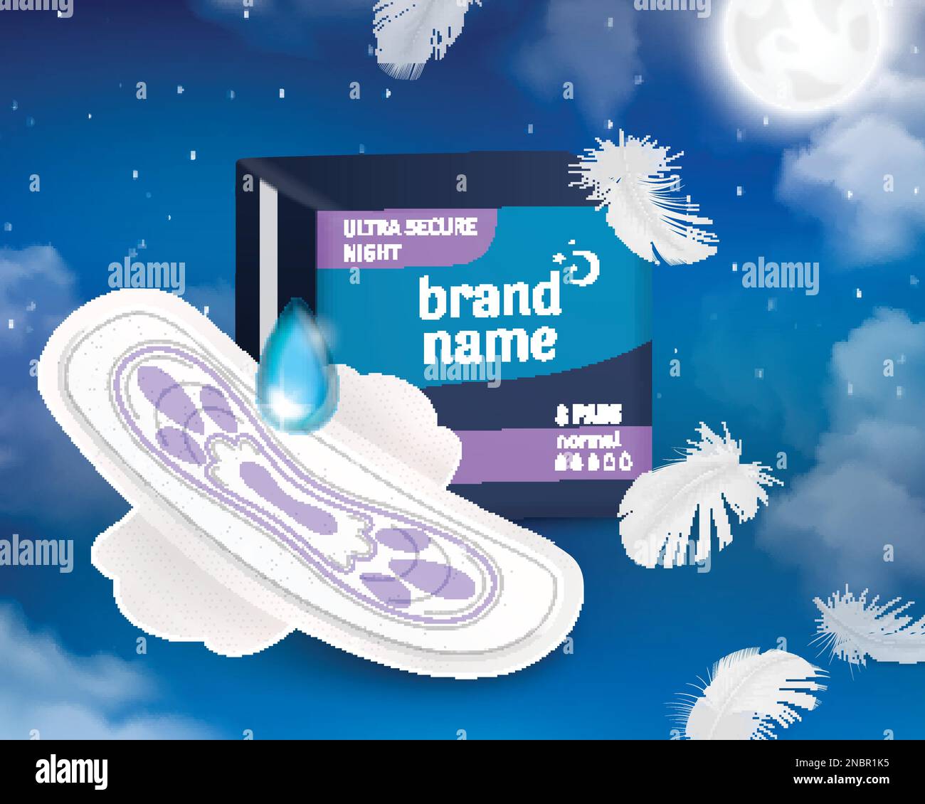 Feminine hygiene realistic mockup with sanitary pads pack vector ...