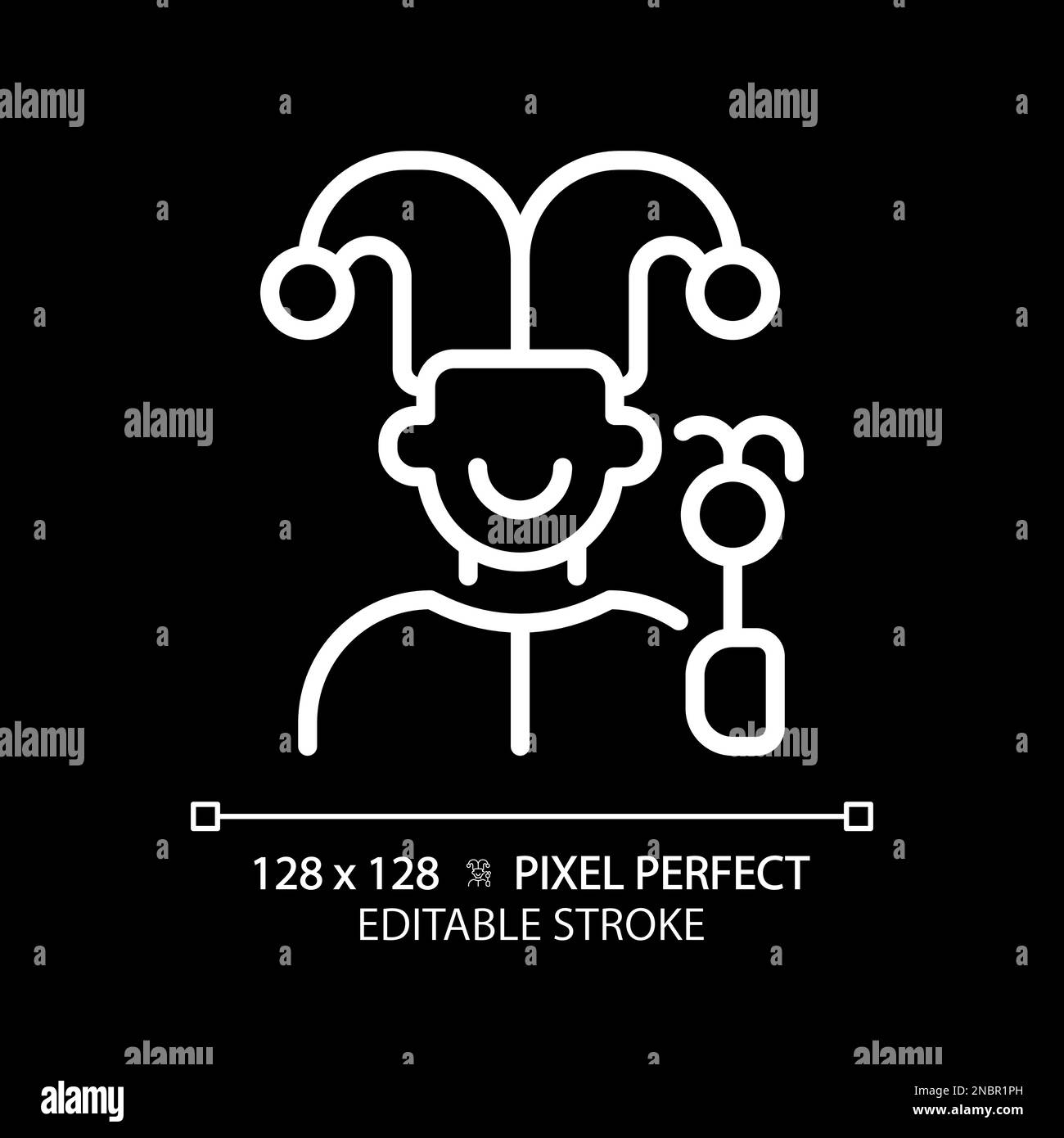 Jester pixel perfect white linear icon for dark theme Stock Vector ... Jester pixel perfect white linear icon for dark theme Stock Vector ...