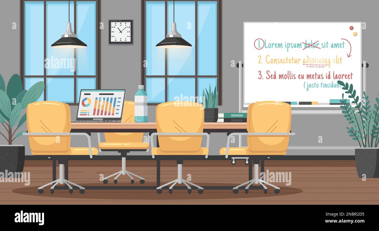 Meeting room cartoon interior with empty office space vector ...