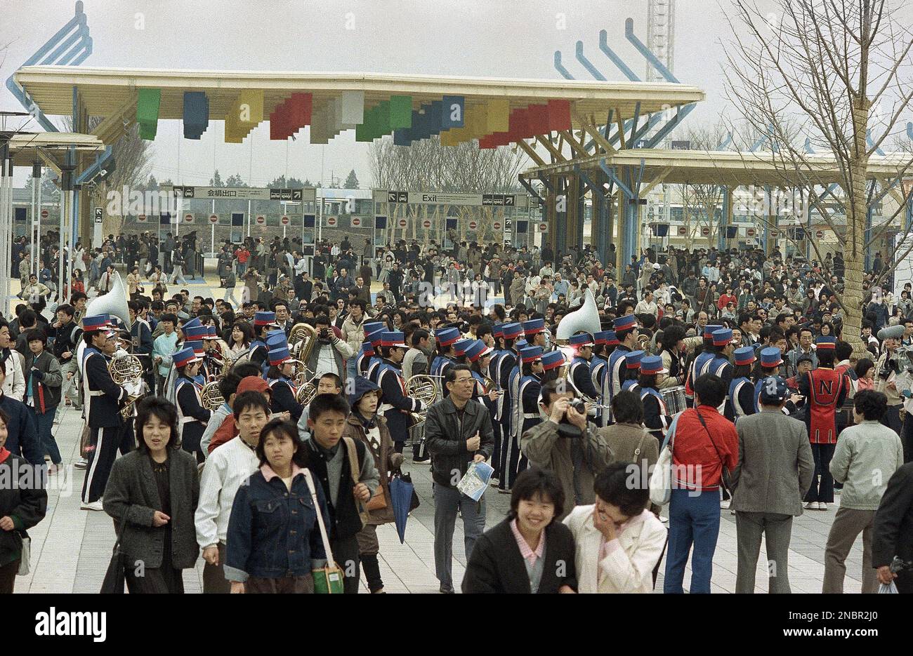 Opening day visitors flood the gates as the 1985 International Science ...