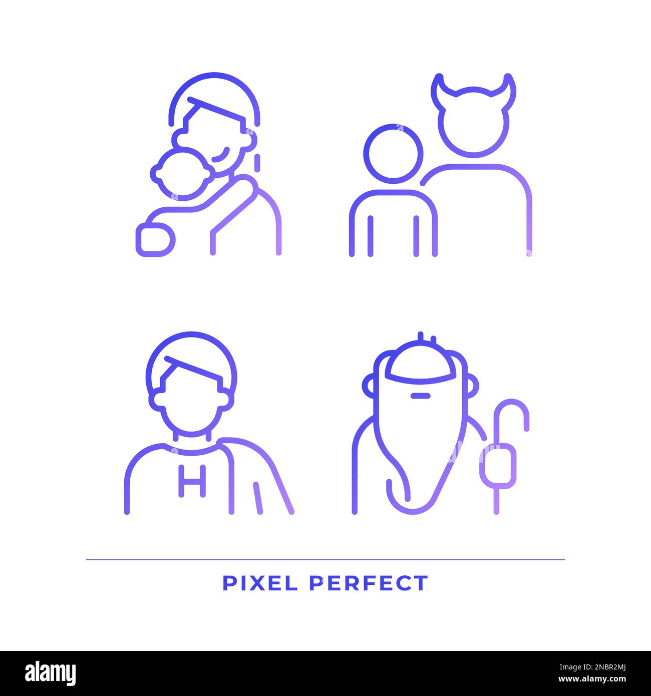 Characters pixel perfect gradient linear vector icons set Stock Vector ... Characters pixel perfect gradient linear vector icons set Stock Vector ...