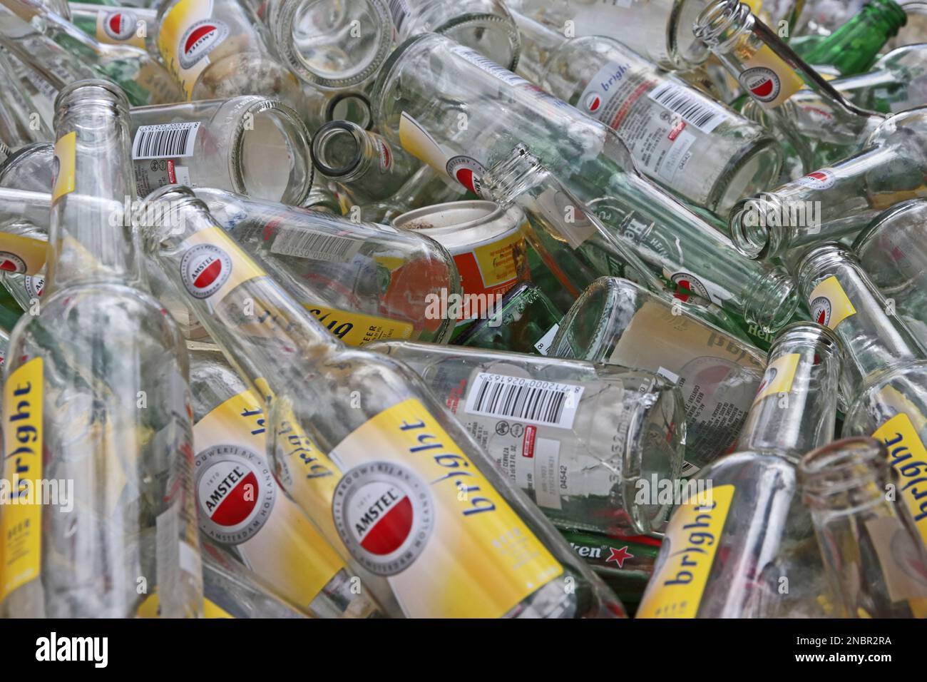 Empty glass beer bottles awaiting recycling Stock Photo - Alamy