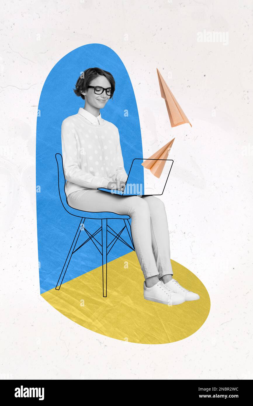 Vertical photo picture artwork yellow blue colors collage of beautiful ...