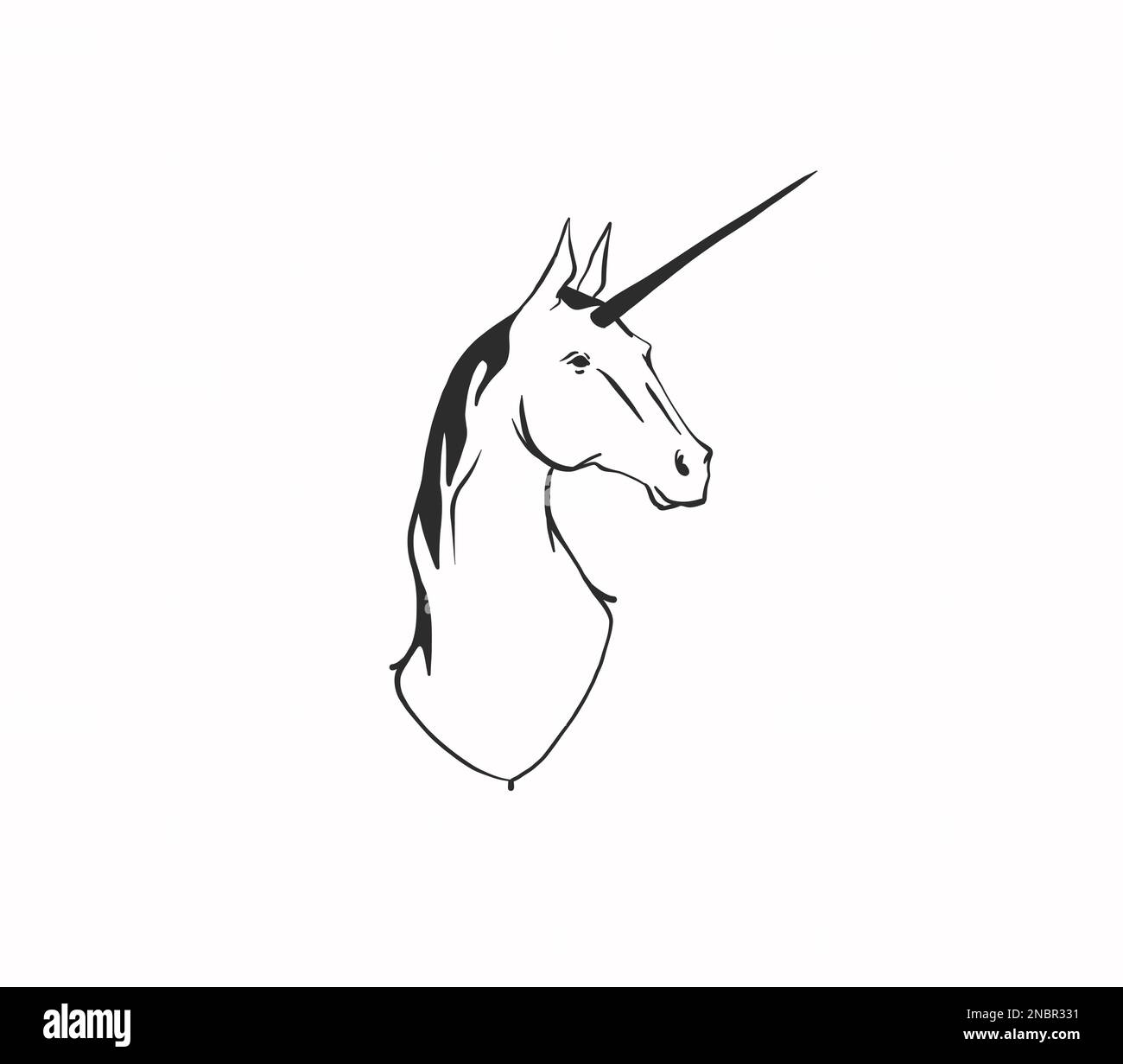 Simple Unicorn Head Drawing