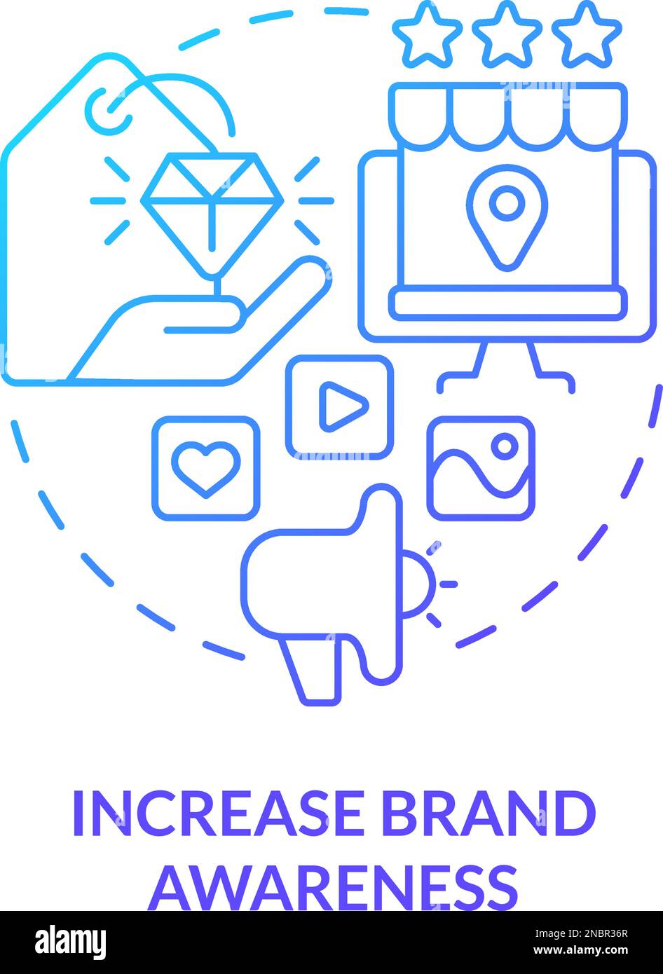Increase brand awareness blue gradient concept icon Stock Vector Image ...