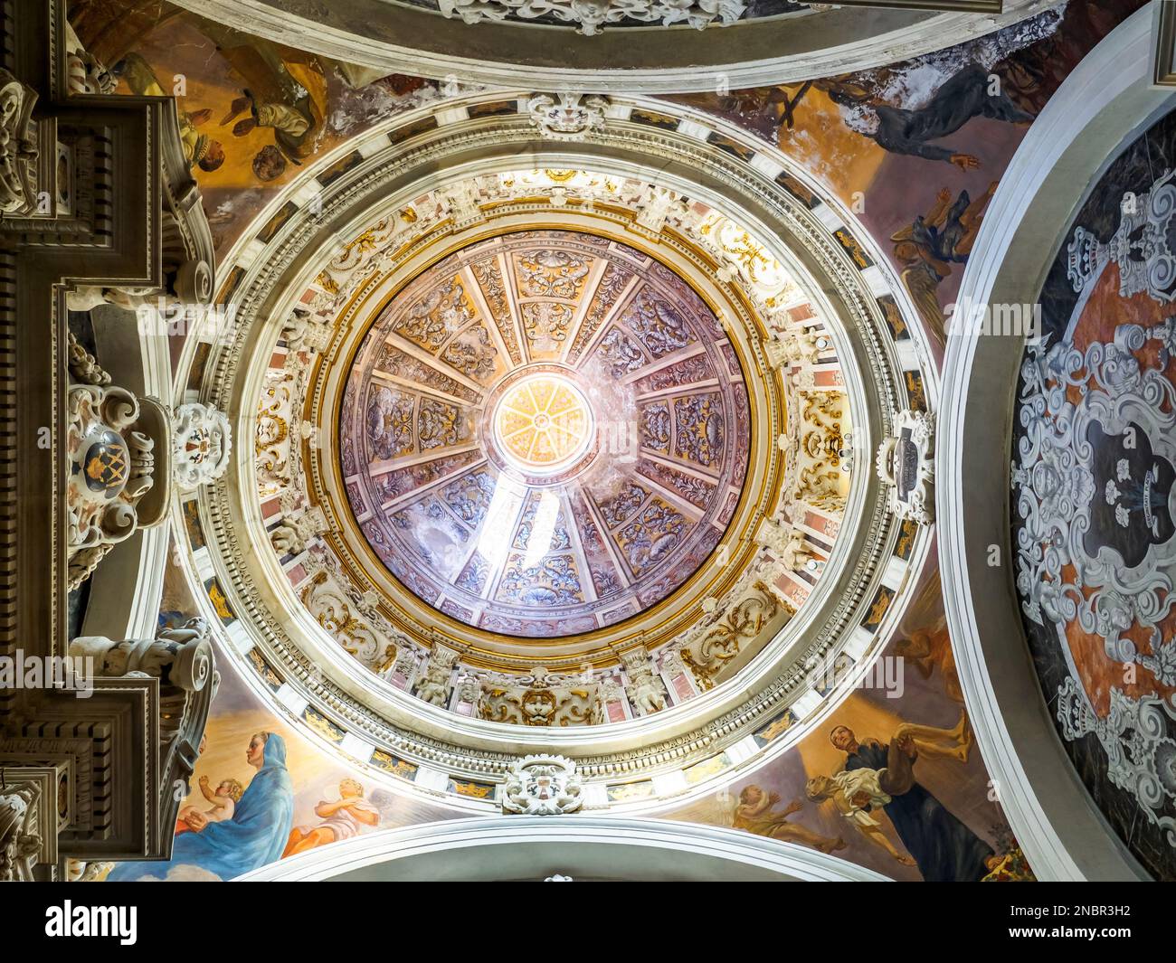 Dome in the baroque style church of Jesus (chiesa del Gesu' ) called ...