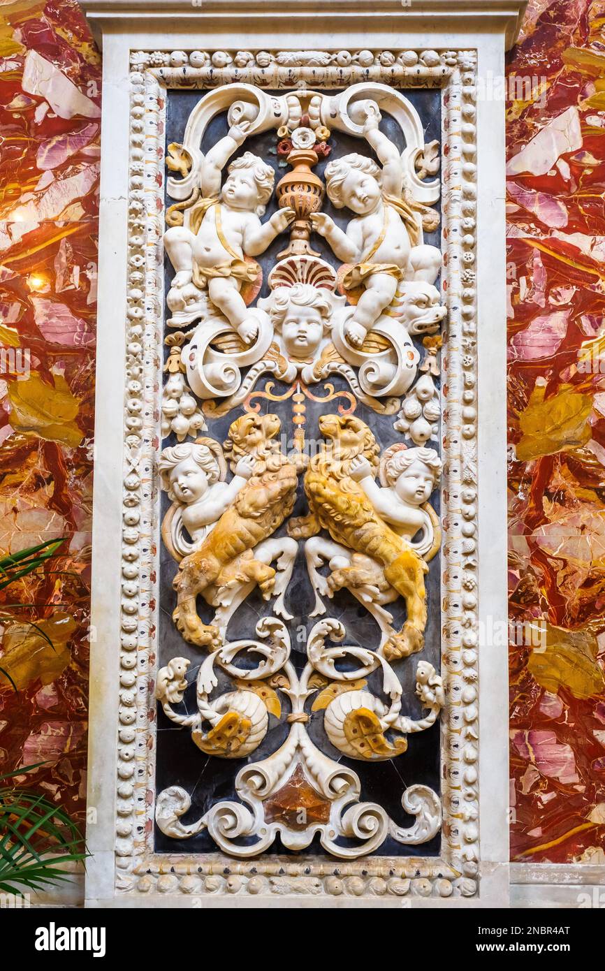 Marble inlays in the baroque style church of Jesus (chiesa del Gesu ...