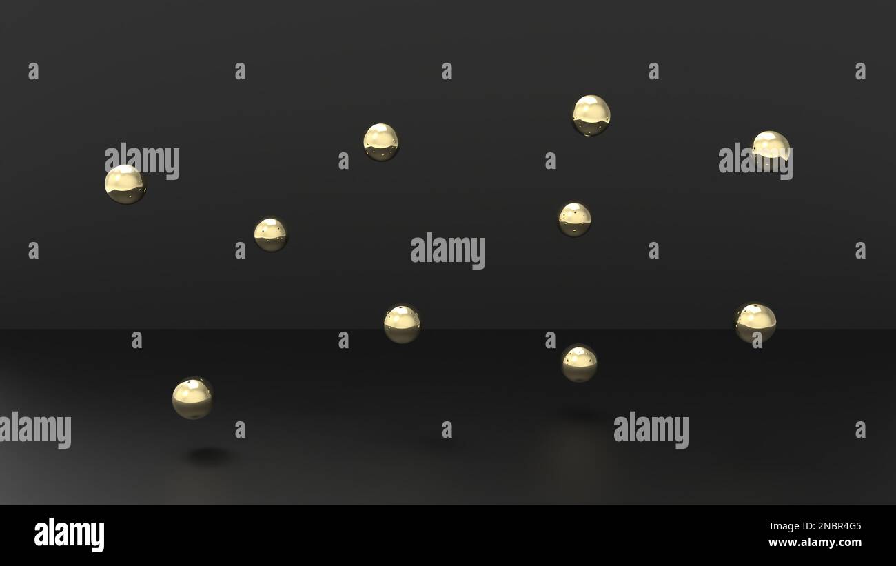 3d rendered illustration of balls floating around in a room. Studio ...