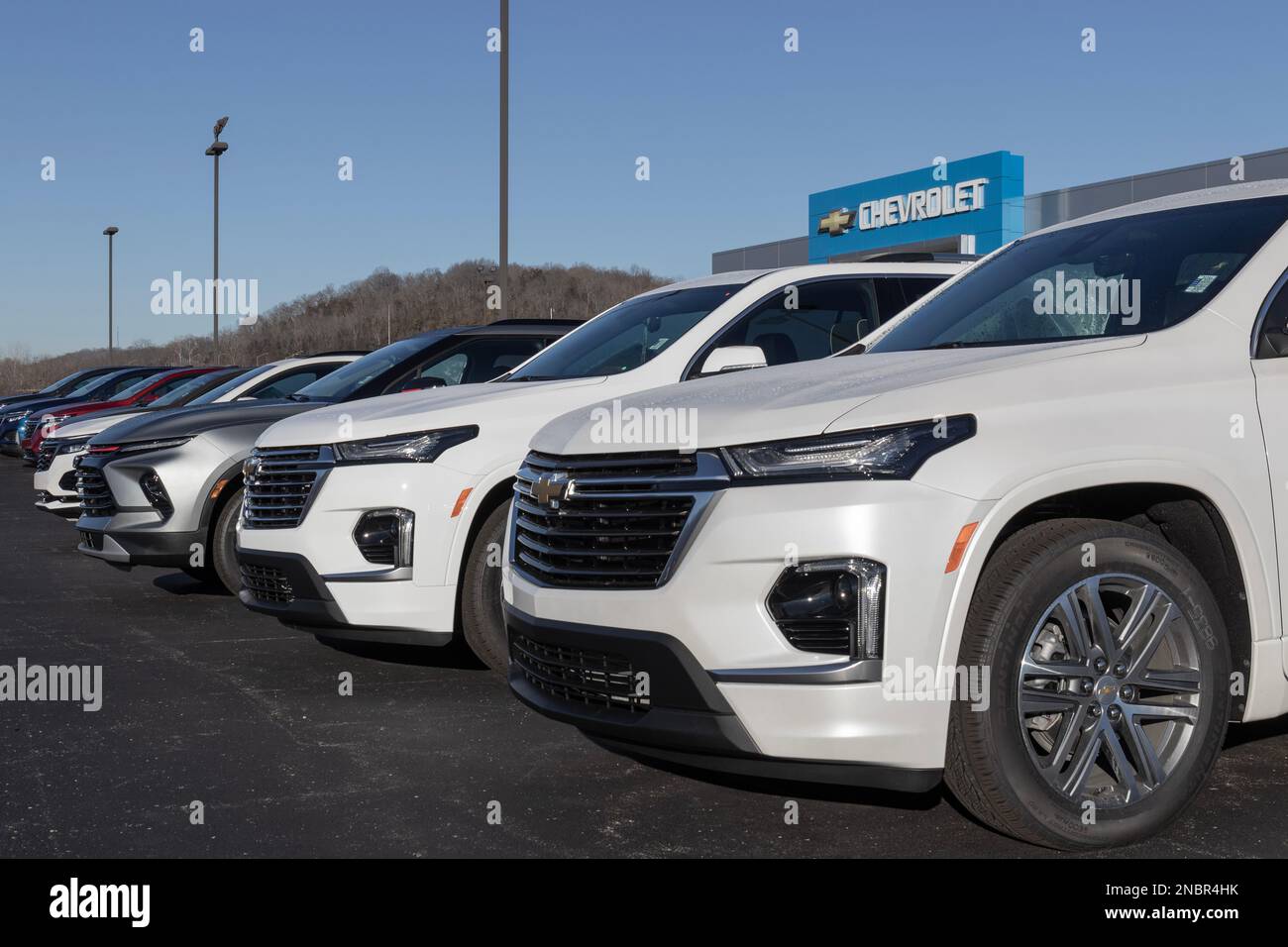 West Harrison - Circa February 2023: Chevrolet Traverse display at a ...