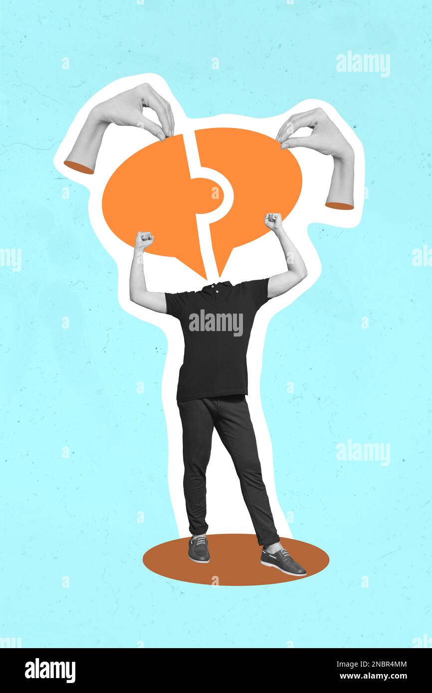 Vertical sketch photo image collage artwork picture of happy positive ...