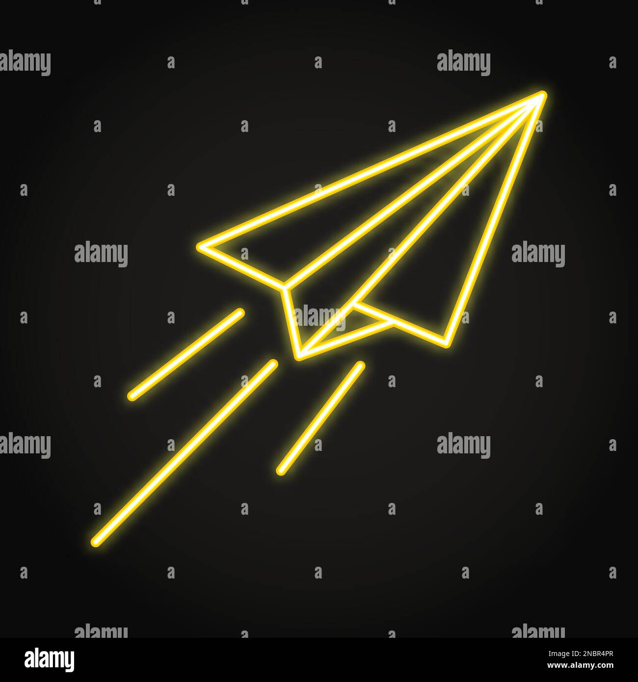 Neon paper plane icon in line style. Origami airplane symbol. Vector ...