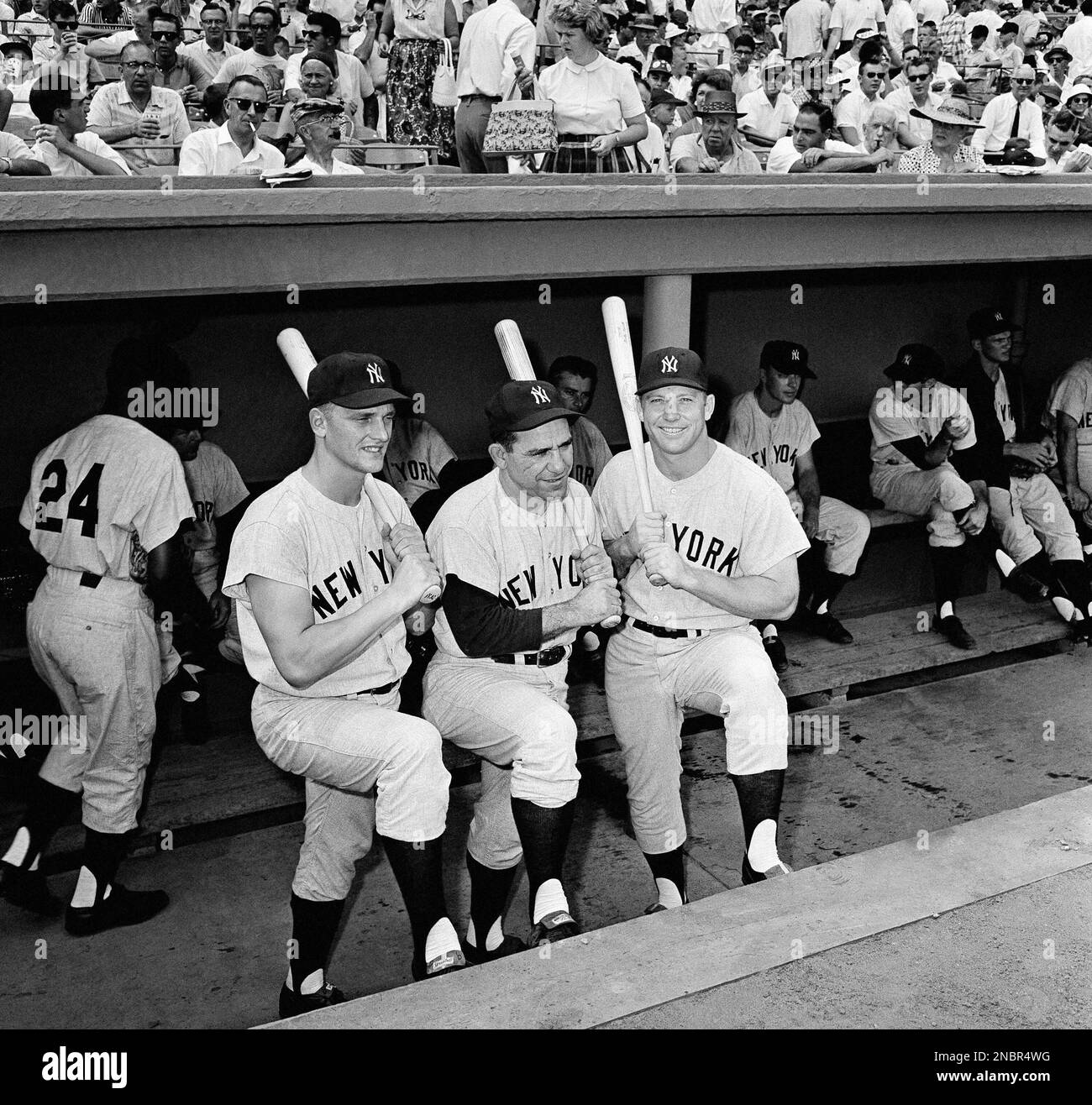 Left to right: New York Yankees Roger Maris; Yogi Berra and Mickey ...