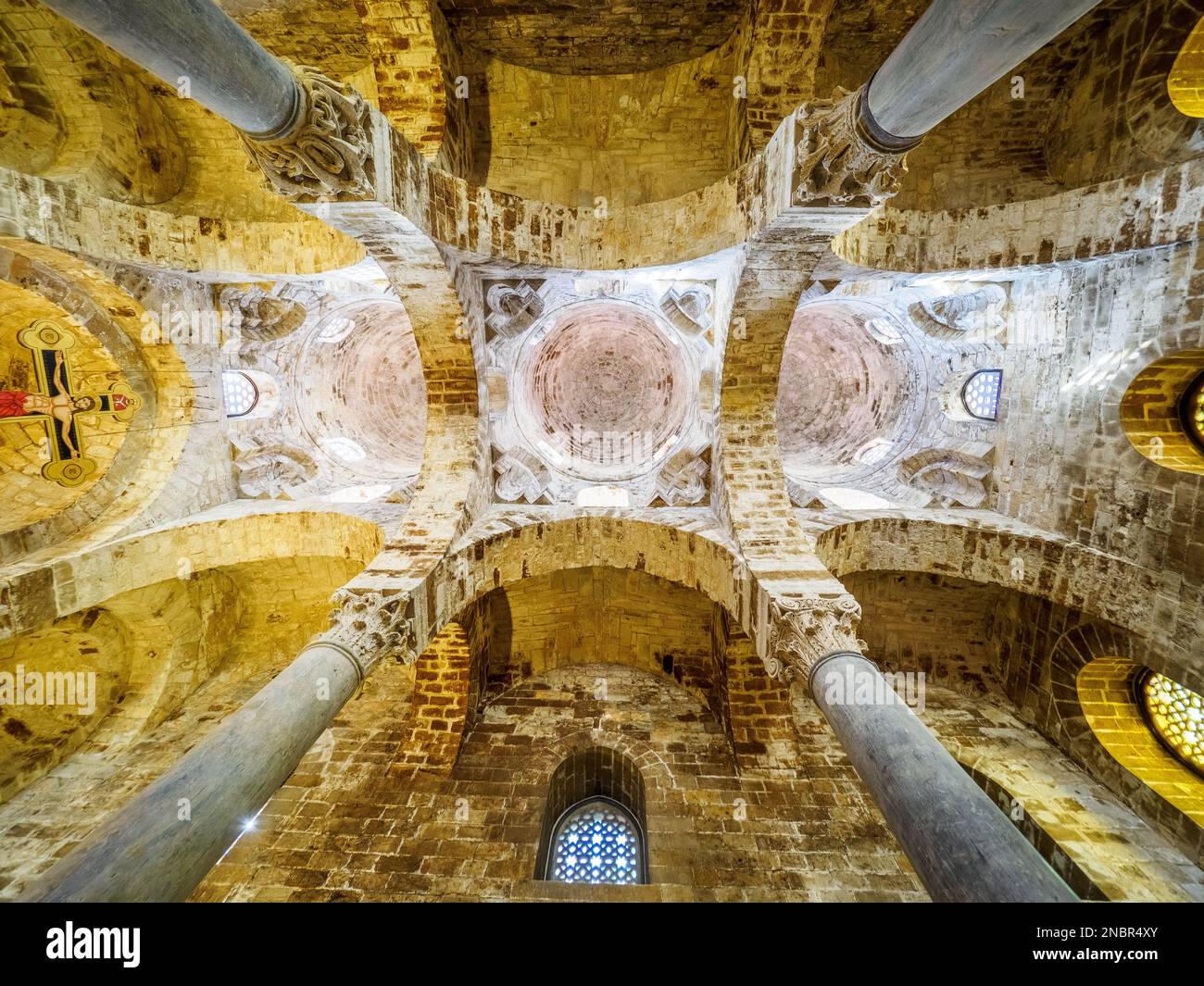 Central nave, raised hemispherical domes resting on drums supported by ...
