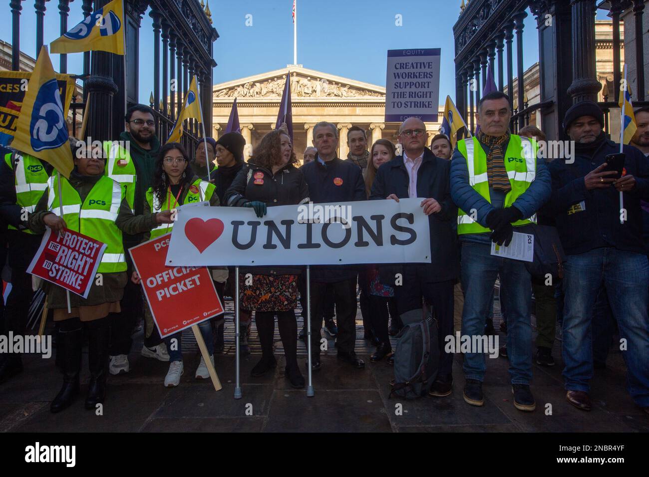 London, England, UK. 14th Feb, 2023. British Museum staff are seen at ...