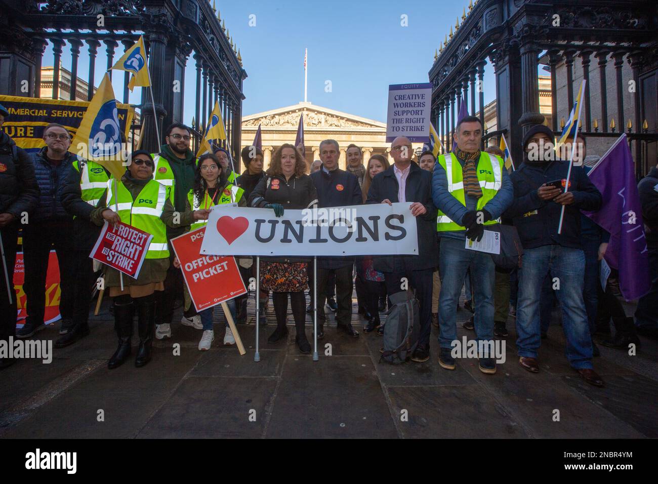 London, England, UK. 14th Feb, 2023. British Museum staff are seen at ...