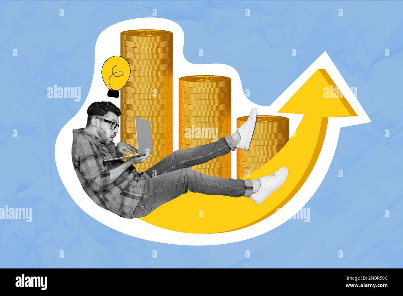 Photo collage picture poster artwork retro sketch image of intelligent ...