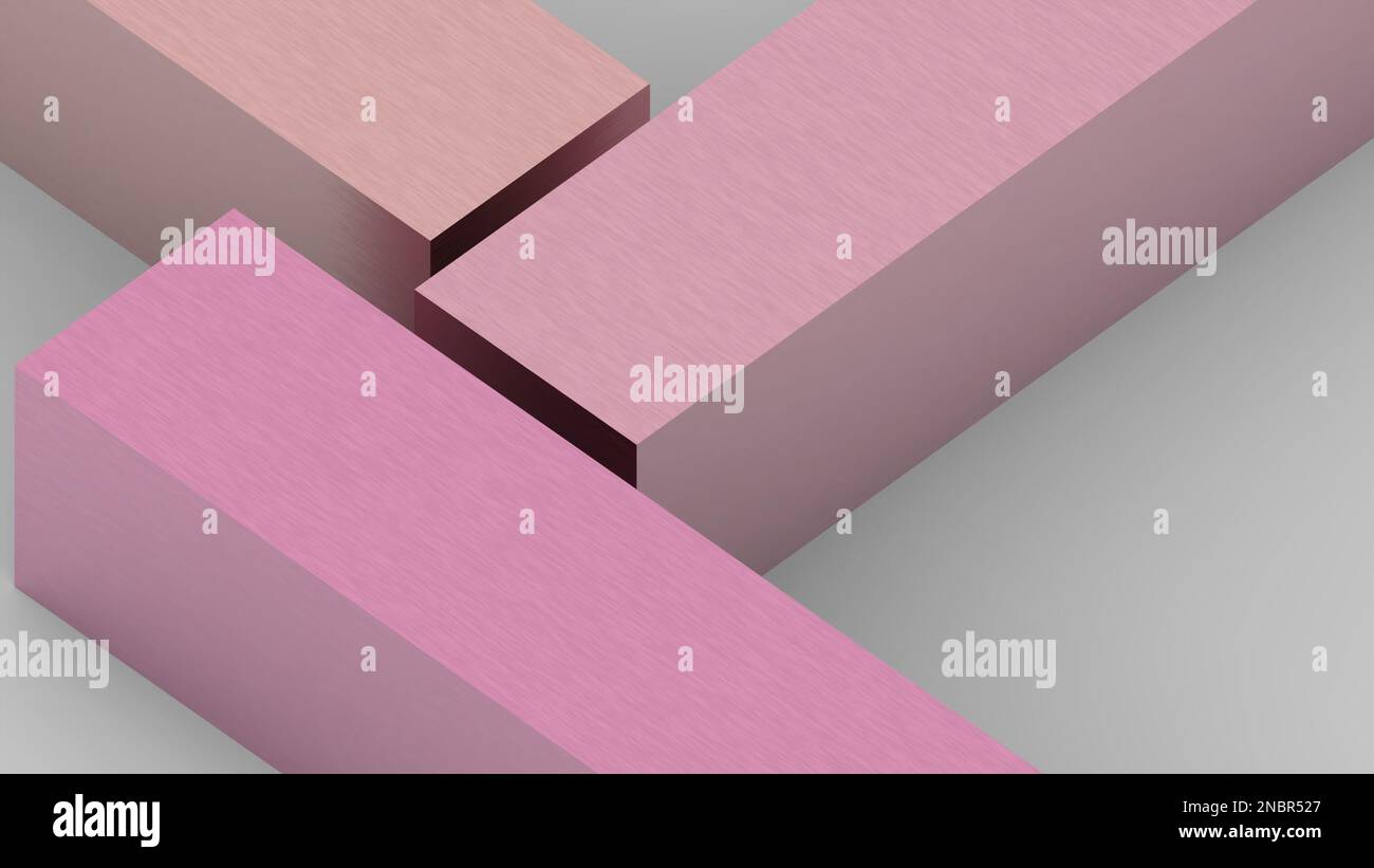 Three cuboids colorful podiums platform 3d render. Simple shaped studio ...