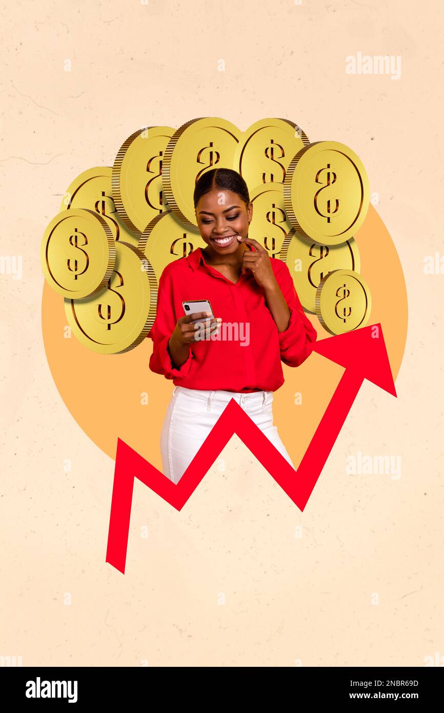 Creative drawing collage photo artwork sketch of beautiful successful ...