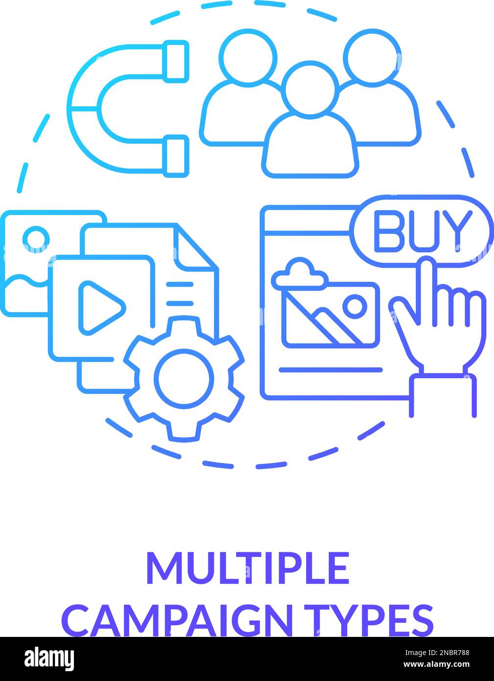 Multiple campaign types blue gradient concept icon Stock Vector Image ...
