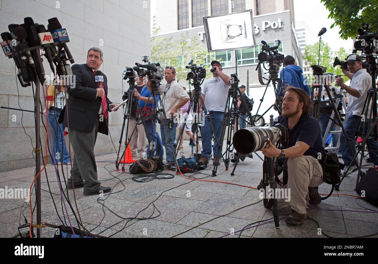 Members of the media wait for Elizabeth Smart to exit the Frank E. Moss ...