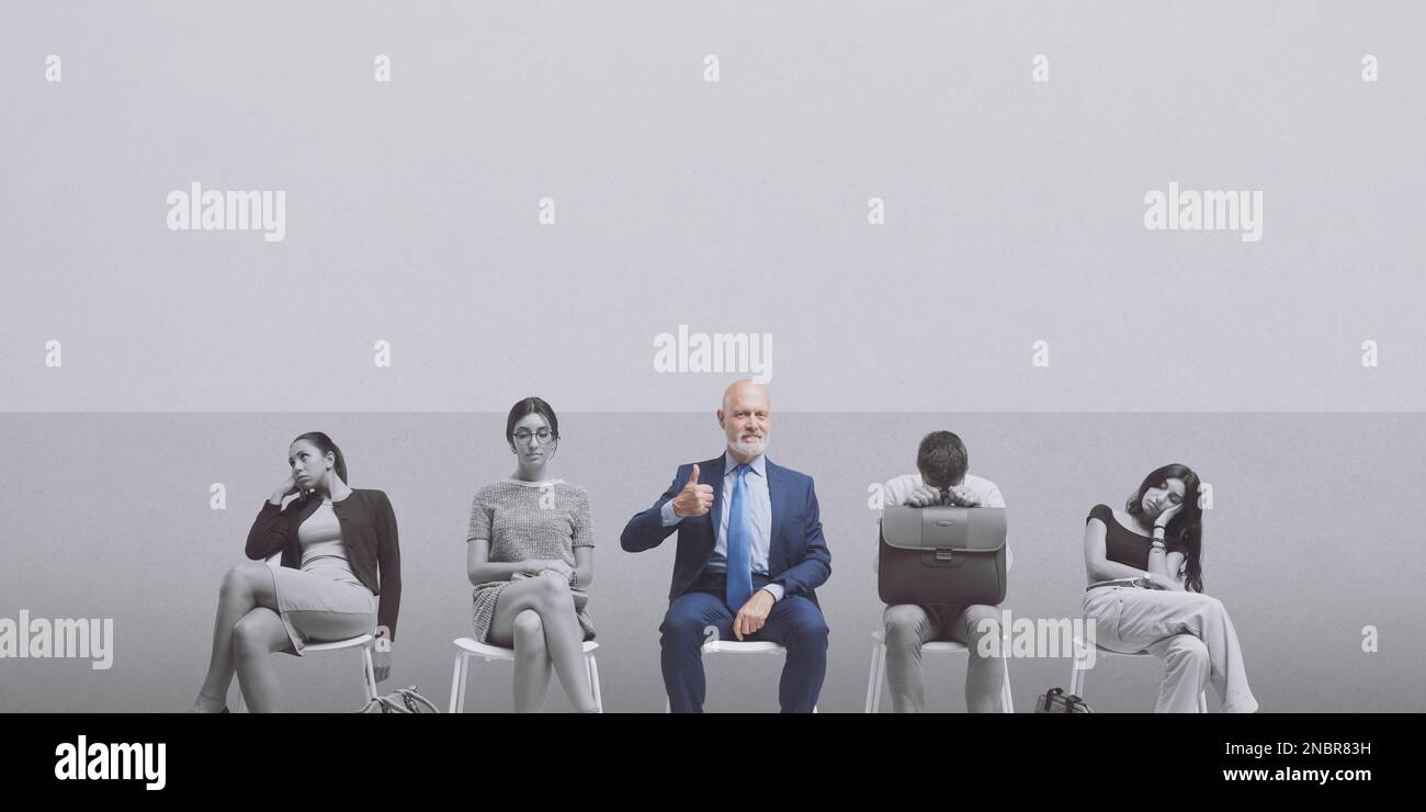 Interview line up hi-res stock photography and images - Alamy