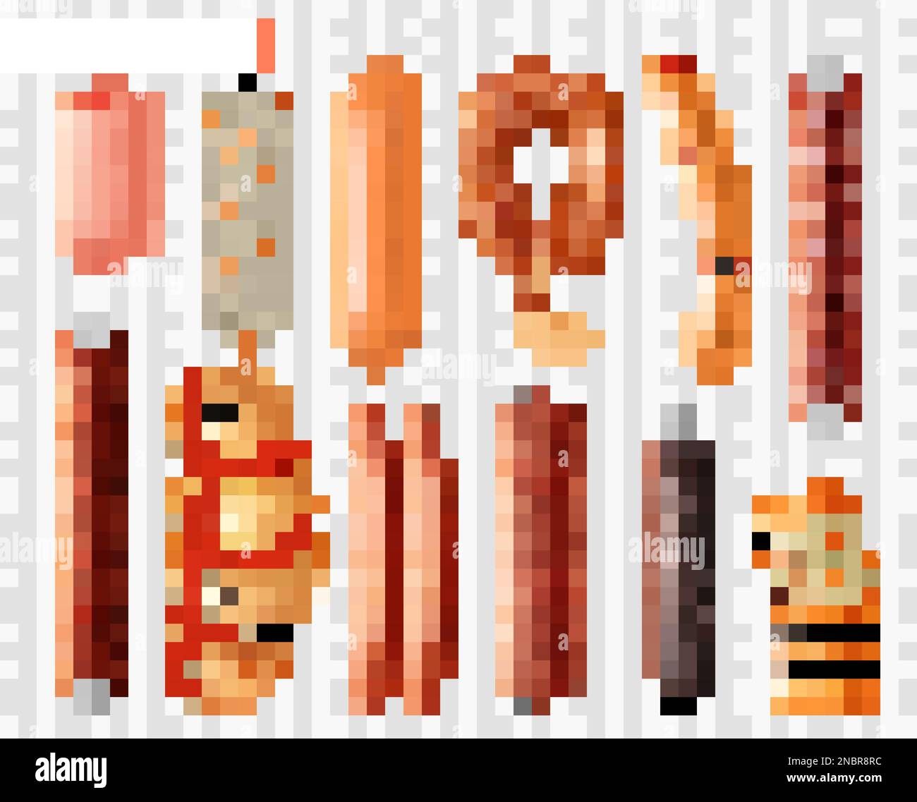 Set with isolated realistic food images of whole sausages made of ...