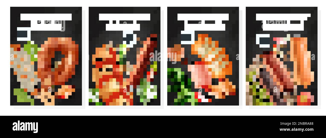 Realistic sausage poster set with four vertical compositions of meat products greens and ...