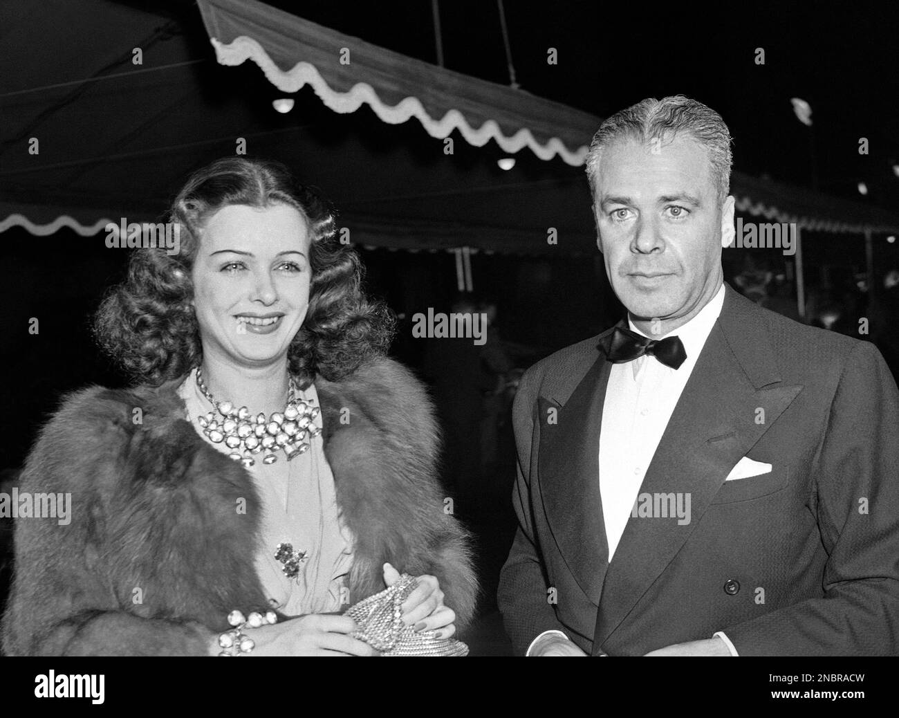 Movie star Joan Bennett, former wife of Gene Markey, is seen with film ...