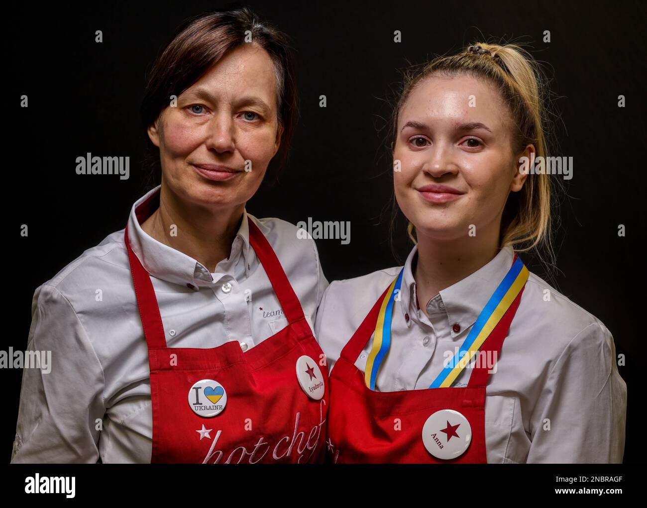 London, United Kingdom. 13/02/2023. Lyudmyla Melnyk and Anna Talanseva ...