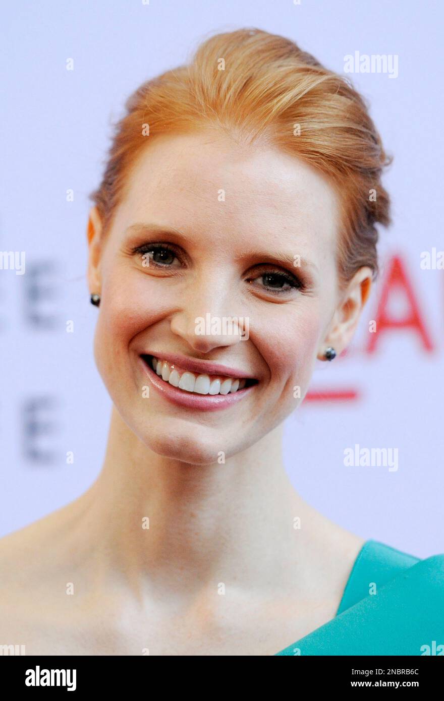 Jessica Chastain, a cast member in "The Tree of Life," poses at a ...