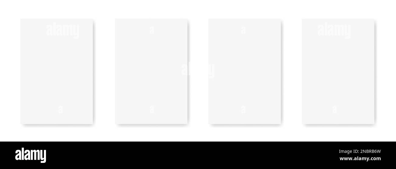 A set of paper layouts with a shadow highlighted on a light white ...